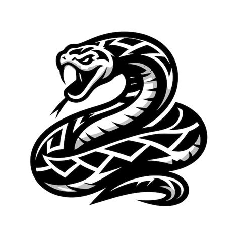 Premium Vector Python Mascot Logo In Black And White Silhouette