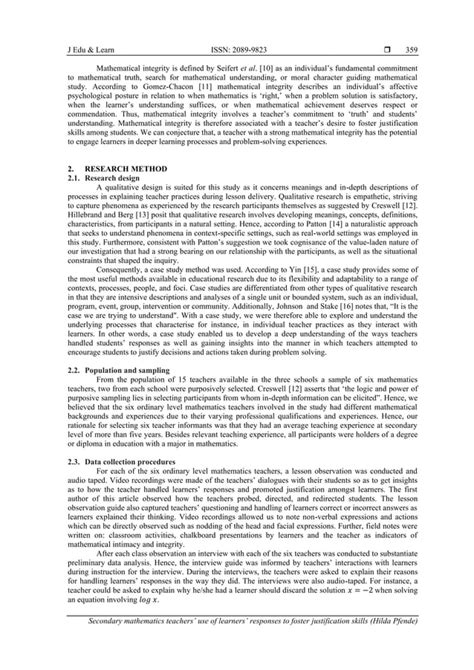 Secondary Mathematics Teachers Use Of Learners Responses To Foster