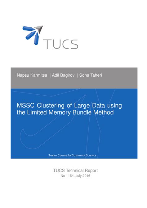 Pdf Mssc Clustering Of Large Data Using The Limited Memory Bundle Method