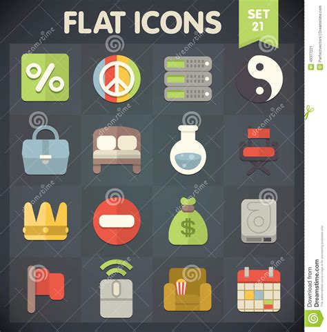 Universal Flat Icons For Web And Mobile Set 21 Stock Vector
