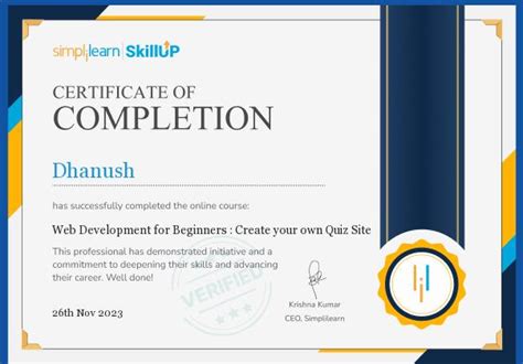 Dhanush On Linkedin Dhanush Has Successfully Completed The Web
