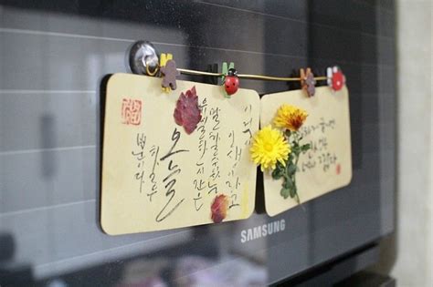가을 낙엽으로 만든 나무 엽서 캘리그라피 압화로 꾸미기 네이버 블로그