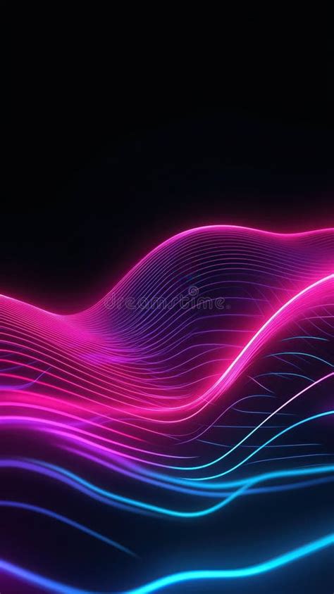 Colorful Abstract Waves Of Light Create A Vibrant Digital Landscape At Night Stock Illustration
