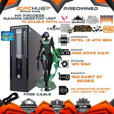 Hp Gaming Desktop Unit Hp Prodesk I Th Gen Gb Ddr Gb Ssd Storage With Gb Ddr Gt