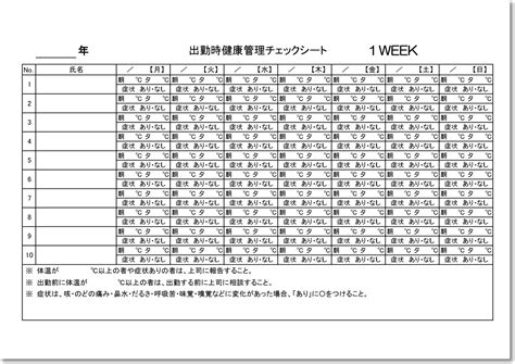 従業員健康管理チェック表の雛形（飲食店スタッフ・社員の出勤時・日常の体温＆検温）excel・word・pdfの無料テンプレートをダウンロード