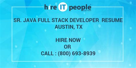 Sr Java Full Stack Developer Resume Austin Tx Hire It People We Get It Done