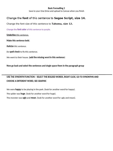 Word Basic Formatting 1 Pdf