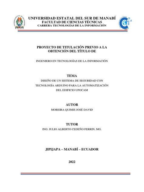 DiseÑo De Un Sistema De Seguridad Con Tecnologia Arduino Pdf