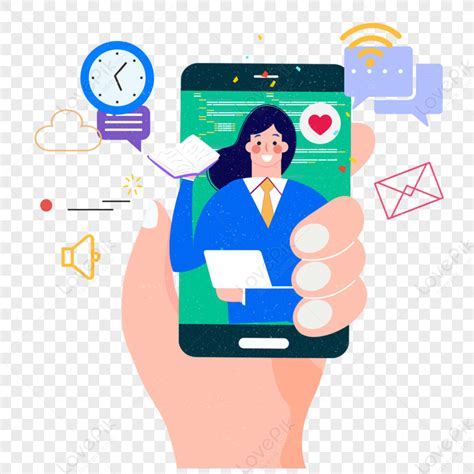 손으로 그린 온라인 학습 독서 교육 그림 일러스트 시계집에있어회로망 Png 일러스트 무료 다운로드 Lovepik