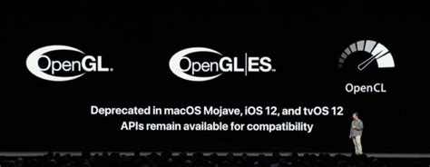 apple、macos 10 14 mojave ios 12で「opengl es」および「opencl」を非推奨にし、metalへの移行を