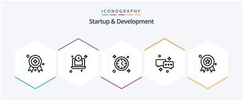 Startup And Develepment 25 Line Icon Pack Including Award Ribbon