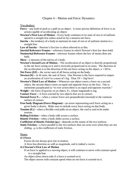 Motion And Force Dynamics General Physics Phys 2205 Docsity
