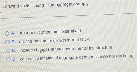 Solved Leftward Shifts In Long ﻿run Aggregate Supplya