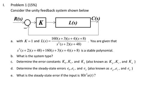 solved problem 1 15 consider the unity feedback system