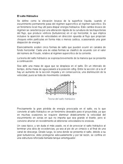 El Salto Hidráulico Pdf Agua Física