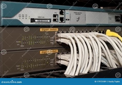 Network Switch With Cables Stock Image Image Of Rj