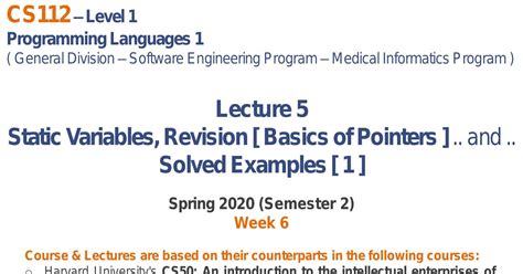 Cs112 Programming Languages 1 Lecture 5 Spring 2020pdf Docdroid