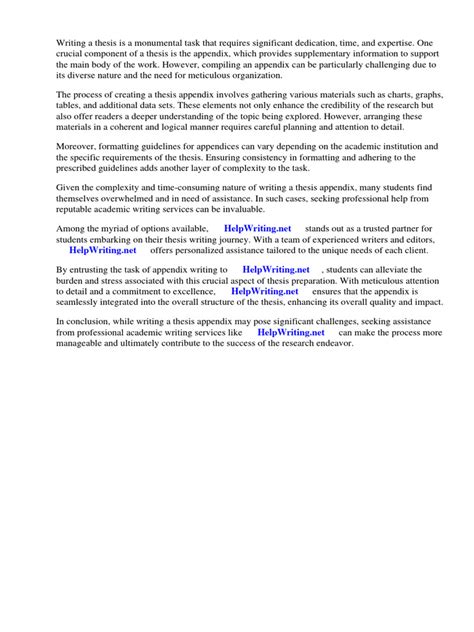 Thesis Writing Appendix Pdf Apa Style Citation