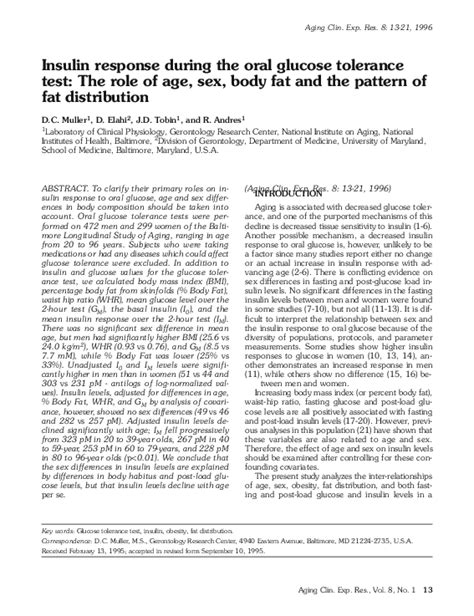 Pdf Insulin Response During The Oral Glucose Tolerance Test The Role