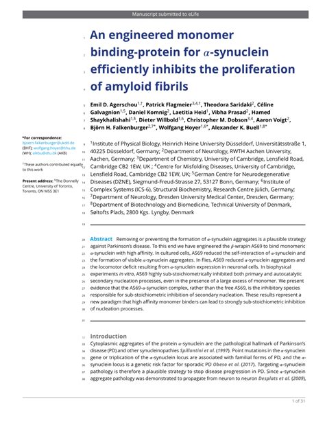 Pdf An Engineered Monomer Binding Protein For α Synuclein Efficiently Inhibits The