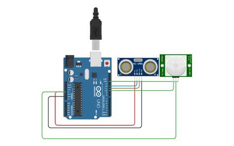 Circuit Design Touch And Ultrasonic Sensor Tinkercad