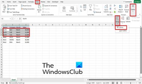 如何在 Excel 中對行和列進行分組和取消分組 Tech Club