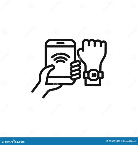 Nfc Bracelet Connected Logo Sign Vector Outline Stock Illustration