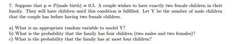 Solved Suppose That P P Male Birth A Couple Wishes Chegg Com