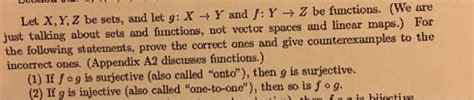 Solved Let X Y Z Be Sets And Let G X Rightarrow Y And F Y Chegg Com