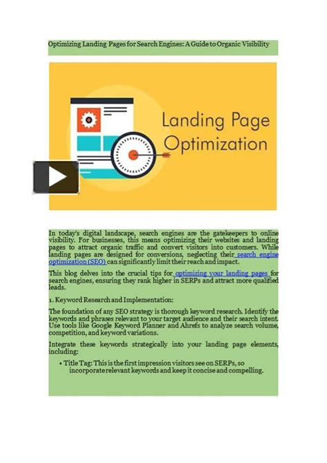 Ppt Optimizing Landing Pages For Search Engines Boost Organic