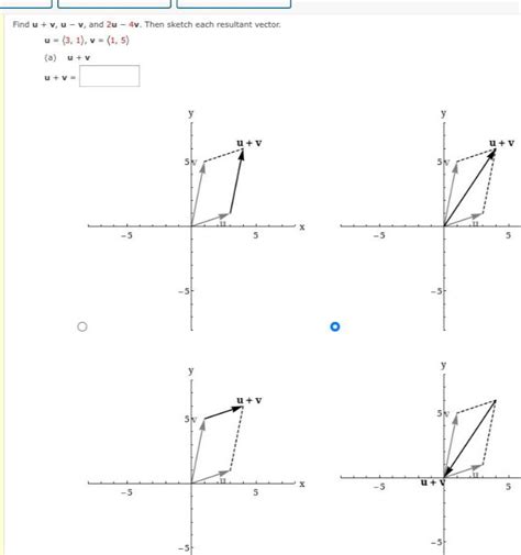 Answered Find U V U V And 2u 4v Then Sketch Each Resultant Vector U 3