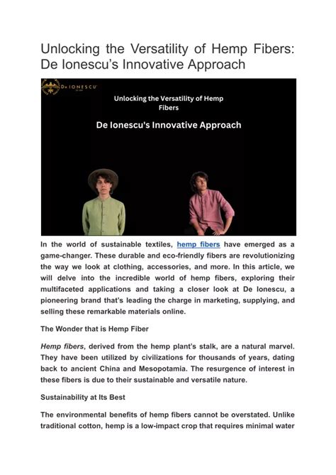 ppt unlocking the versatility of hemp fibers de ionescu s innovative