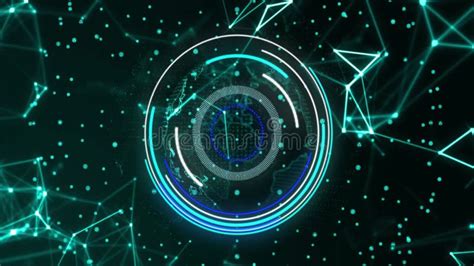 Digital Globe And Geometric Shapes With Data Processing Animation Stock Video Video Of