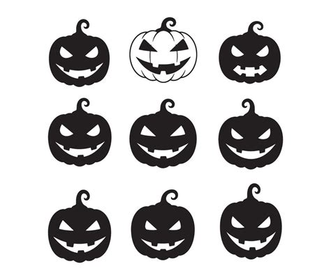 Halloween Dark Spooky Pumpkin Faces Set 59035256 Vector Art At Vecteezy