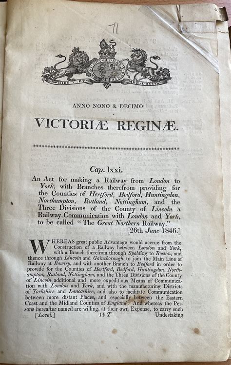 Royal Assent Was Given To The Great Northern Railway Act In 1846