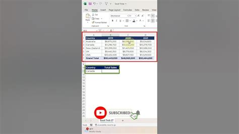 Excel Trick 27 Get Sum Of Multiple Columns Or Range Using Xlookup Shorts Youtube