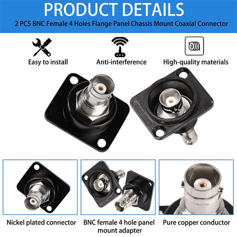 Qianrenon 75 Ohm Bnc Panel Mount Connector Adapter Bnc Female To Female Panel Feed Through