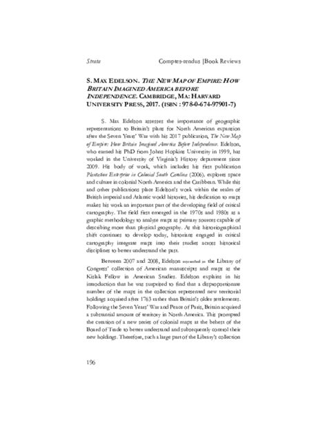 Pdf Carli Lapierrecrs Max Edelson The New Map Of Empire How Britain Imagined America