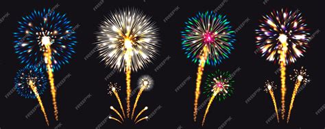 Premium Vector Realistic Fireworks Set