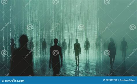 Flow Of Equality In Ai Ethics Shown Through Binary Code Waterfall Blending Into Human