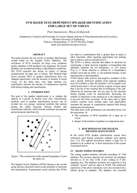 Pdf Svm Based Text Dependent Speaker Identification For Large Set Of