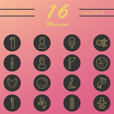 의학 및 건강 관리 얇은 아이콘 벡터 세트 Eps Ai Uidownload