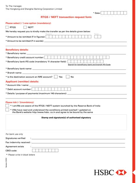 Hsbc Rtgs Form Fill Out And Sign Online Dochub