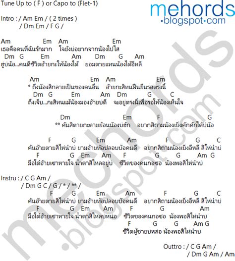 คอร์ดเพลง อ้ายตายสิไห่นำบ่ เพชร สหรัตน์