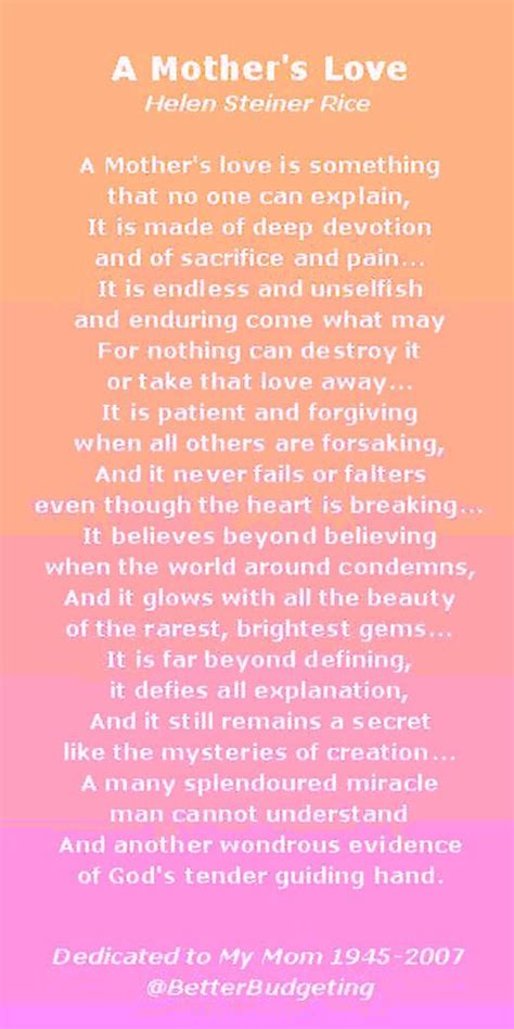 A Mother S Love Poem Happy Mother S Day