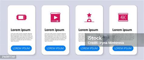 4k 영화 영화 트로피 온라인 재생 비디오 및 시네마 티켓을 설정합니다 비즈니스 인포그래픽 템플릿입니다 벡터 0명에 대한 스톡 벡터 아트 및 기타 이미지 Istock