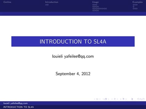 Introduction To Sl4 A Ppt