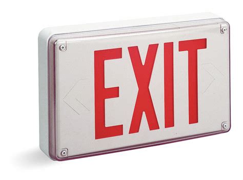 LITHONIA LIGHTING Exit Sign Red 1 Faces Aluminum Not Battery Powered 8 3 4 In Overall Ht
