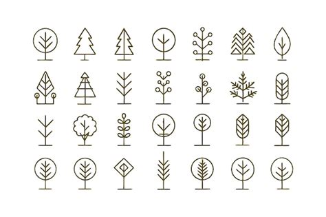 Premium Vector Set Of Minimal Linear Trees Vector