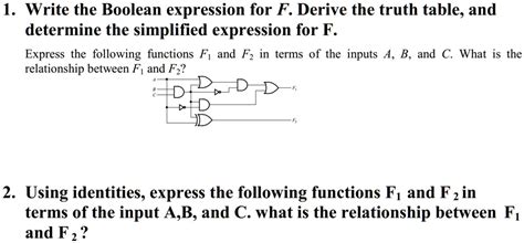 solved 1 write the boolean expression for f derive the truth table
